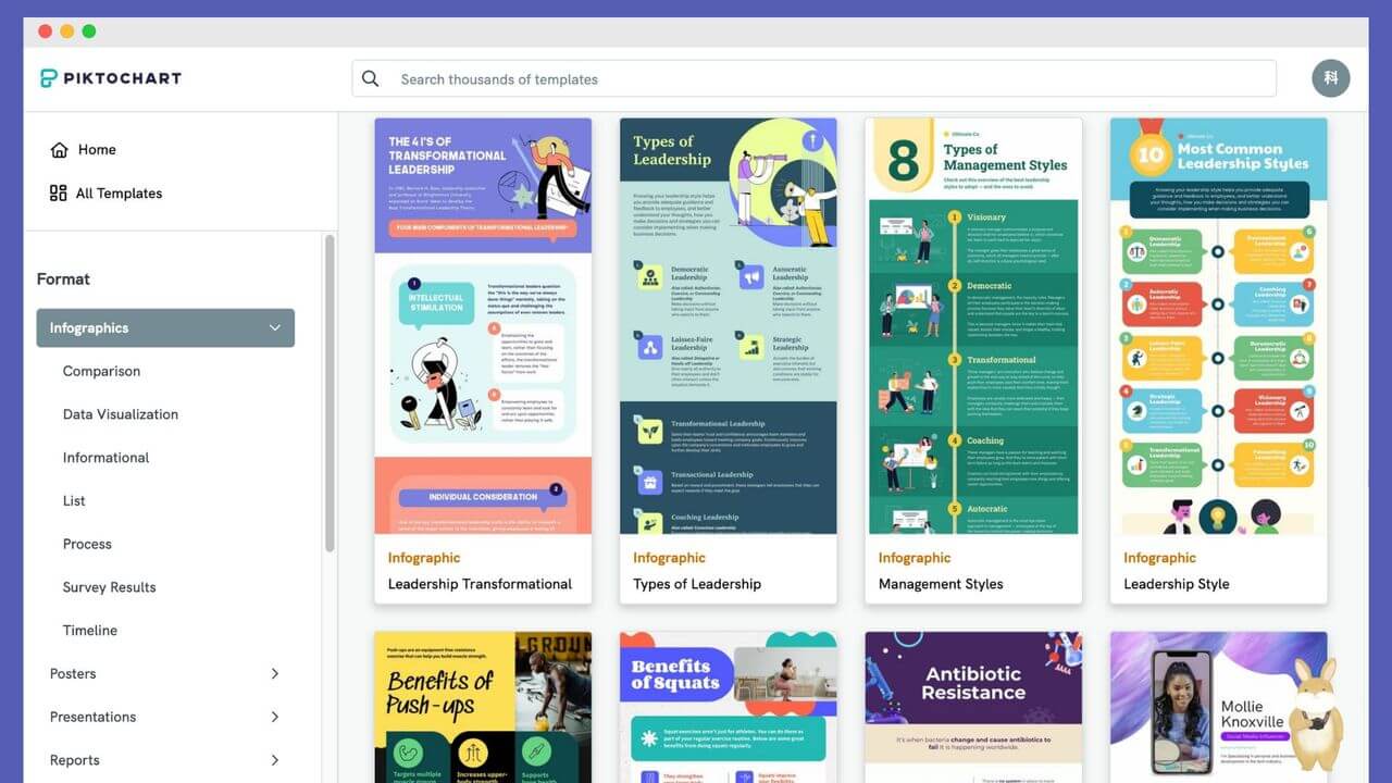 Piktochart 免費模板設計網站，可設計圖表海報、分析圖、報告、文宣、社交網站貼文 - 科技兔
